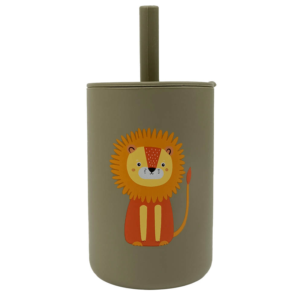 Toddler Silicone Smoothie Printed Straw Cup - Lion – -Teeny Cherubs-